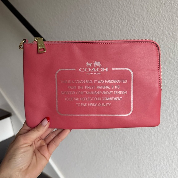 Coach | Bags | Coach Terracotta Pink Story Patch Large Leather Wristlet ...
